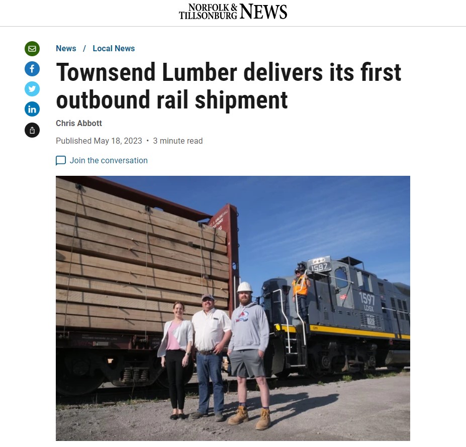Townsend Lumber Delivers First Outbound Rail Shipment - Townsend Lumber